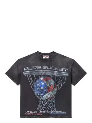 VALE FOREVER Distressed Graphic-print T-shirt - Black