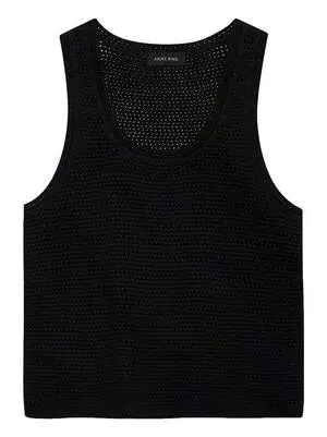 ANINE BING Arie Crochet-knit Tank Top - Black