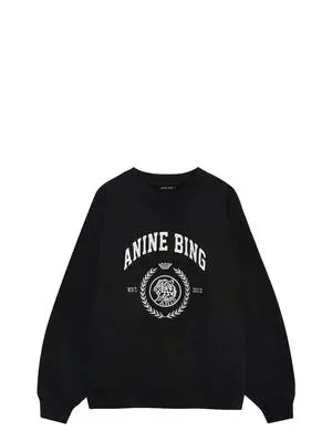 ANINE BING Logo Print Dropped Shoulder Sweater - Black