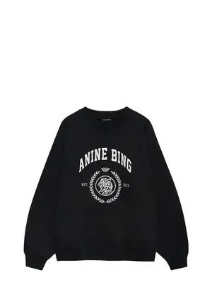ANINE BING Logo Print Dropped Shoulder Sweater - Black