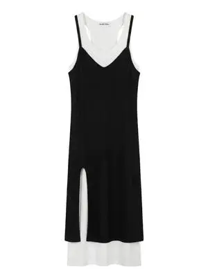 ALAINPAUL Layered Side-slit Midi Dress - Black