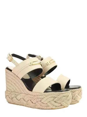 SERGIO ROSSI Buckle Plaited Sandals - Neutrals