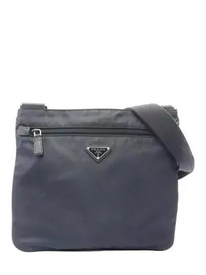 Prada Saffiano Leather Shoulder Bag - Blue