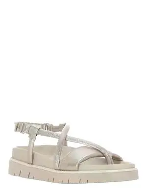PATRIZIA BONFANTI Metallic Crossover-strap Flatform Sandals - Neutrals