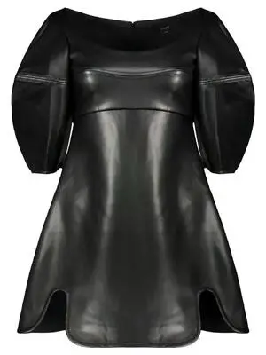 ELLERY Puff Sleeve Flared Mini Dress - Black