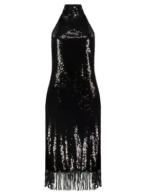 ELLERY Sequin Embellished Fringed Mini Dress - Black