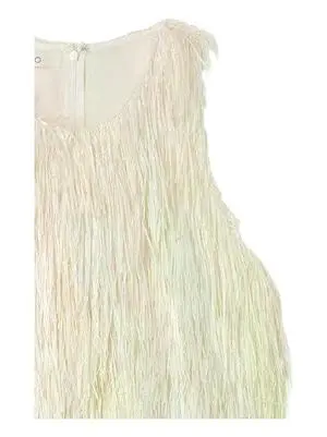 Co Collection Racer-back Top With Fringe Detail - Neutrals