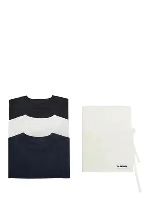 JIL SANDER Logo-embroidered T-shirts - Black