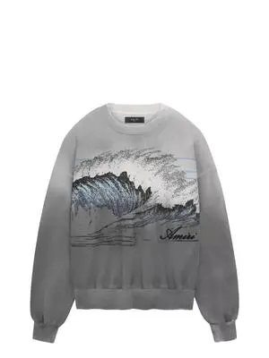 Amiri Oversized Wave Print Sweatshirt - Grey