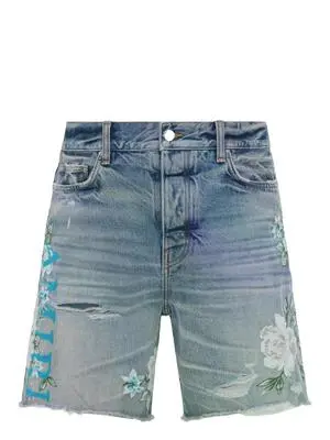 Amiri Embroidered Floral Logo Shorts - Blue