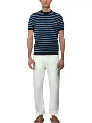MOORER Esmund Short-sleeve Sweater - Blue