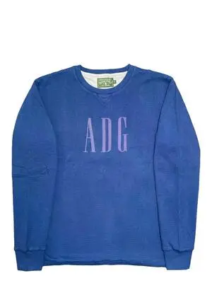 DENIM TEARS Long Sleeve Waffle Knit Sweater - Blue