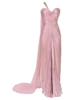 IRIS SERBAN Kaya One-shoulder Floral Appliqué Maxi Dress - Pink