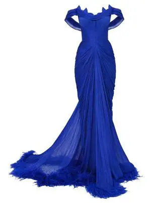 IRIS SERBAN Eleria Ruched Gown - Blue