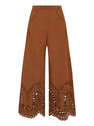 Charo Ruiz Ibiza Ray Broderie-anglaise Palazzo Pants - Brown