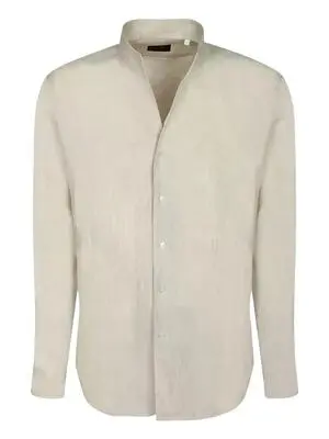XACUS Mandarin-collar Linen Shirt - Neutrals