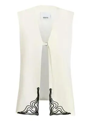 Erika Cavallini Embroidered Buckle-fastening Waistcoat - Neutrals