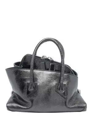 Attico La Passeggiata Mini Crackled Leather Bag - Grey