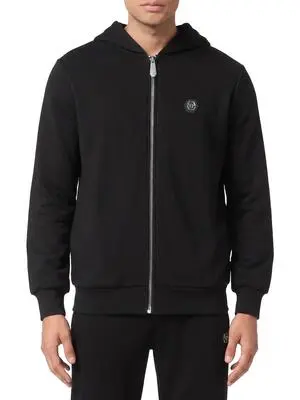 Philipp Plein Skull Graphic Zip Up Hoodie - Black