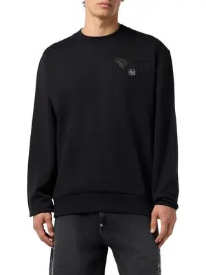 Philipp Plein Cotton Sweatshirt With Hexagon Logo Detail - Black