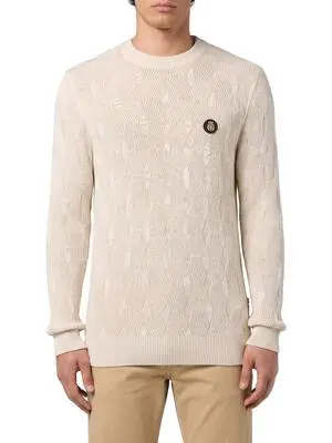 BILLIONAIRE Textured Crew Neck Pullover - White