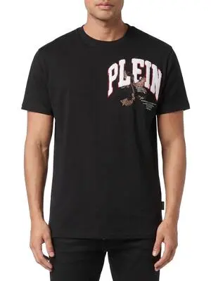 Philipp Plein Cotton T-shirt With Embroidered Logo Black