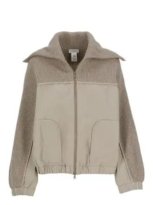 BRUNELLO CUCINELLI Brunello Cucinelli Spread Collar Knit-Panelled Jacket