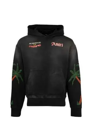 Amiri Long Sleeve Hooded Sweatshirt With Graphics - Black