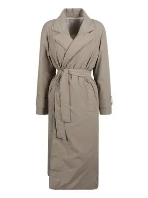 Brunello Cucinelli Long Belted Down Coat - Gray
