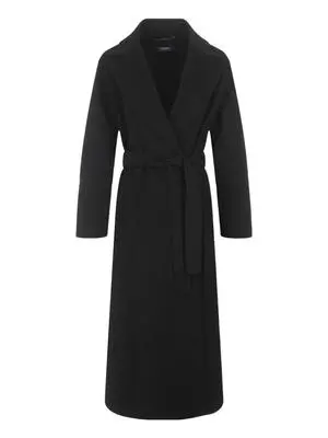 Max Mara Long-sleeved Belted Coat - Black