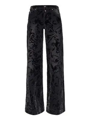 Versace Velvet Burnout Flare Pants - Grey