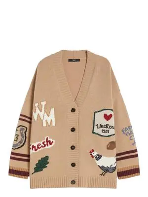 MAX MARA Weekend Max Mara Belgio Knitted Oversized Cardigan With Graphic Print