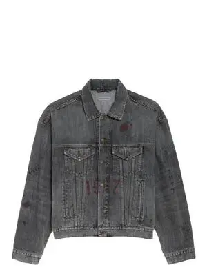 Balenciaga Graffiti Denim Jacket - Dark Gray