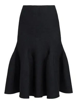 Alaïa Sculptural Godet Knit Midi Skirt - Black