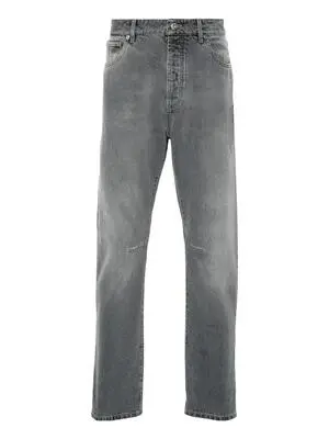 Brunello Cucinelli Logo Patch Denim Jeans - Gray