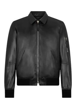 TOM FORD Leather Zip-up Bomber Jacket - Black