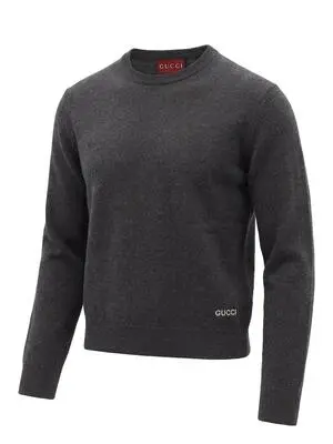 Gucci Silk Cotton Sweater With Intarsia Detail - Grey