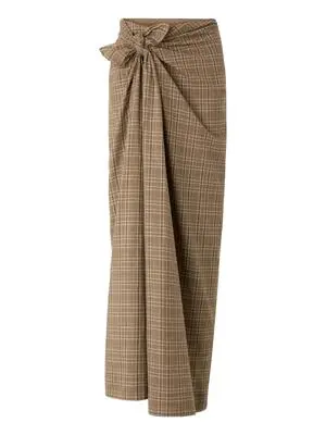 Soeur Tie-waist Plaid Ankle-length Skirt - Brown