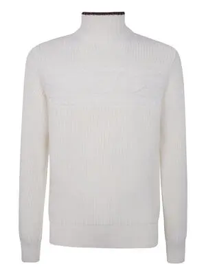 Zegna High Neck Knitted Jumper - White