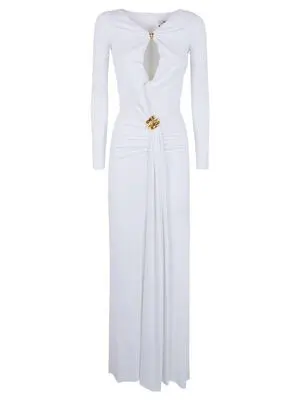 Elisabetta Franchi Tone Hardware Maxi Dress - White