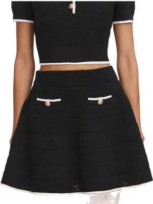 SELF-PORTRAIT Self-Portrait Pointelle Mini Knitted Skirt