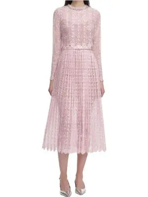 SELF-PORTRAIT Lace Midi Dress - Pink