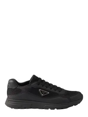 Prada Triangle Logo Lace-up Sneakers - Black