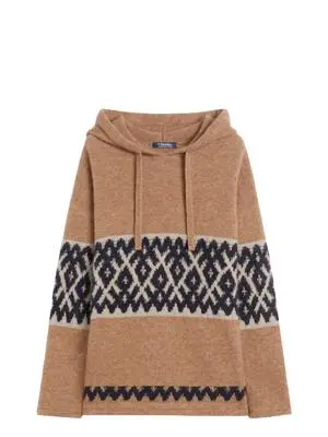 MAX MARA Max Mara Knitted Drawstring Hoodie With Geometric Jacquard Detailing
