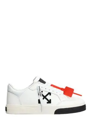 Off-White Round-toe Low-top Sneakers With Iconic Zipper Tag - White
