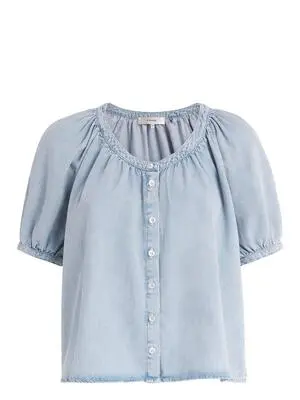 FRAME Scoop Neck Blouse - Blue