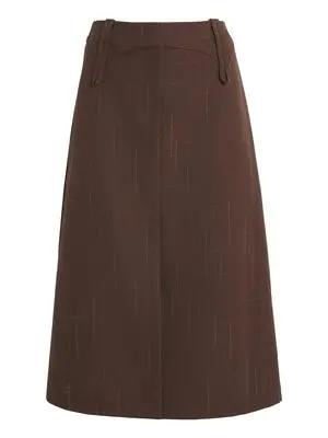 Tory Burch Stretch-wool Midi Skirt - Brown