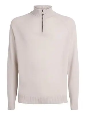 Derek Rose Finley Quarter-zip Cashmere Sweater - Neutral