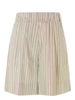MYTHS Striped Elasticated-waist Mini Shorts - Neutrals