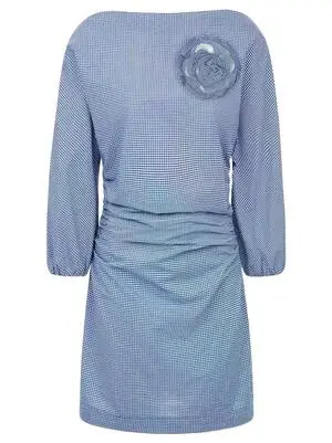 Bernadette Ezra Gingham-check Brooch Dress - Blue